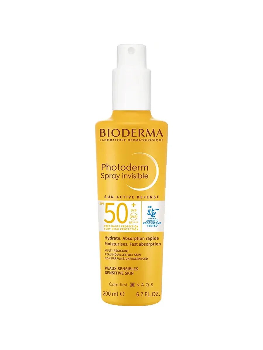 Спрей солнцезащитный Bioderma, SPF 50+, гипоаллергенный, для всех типов кожи, 200 мл