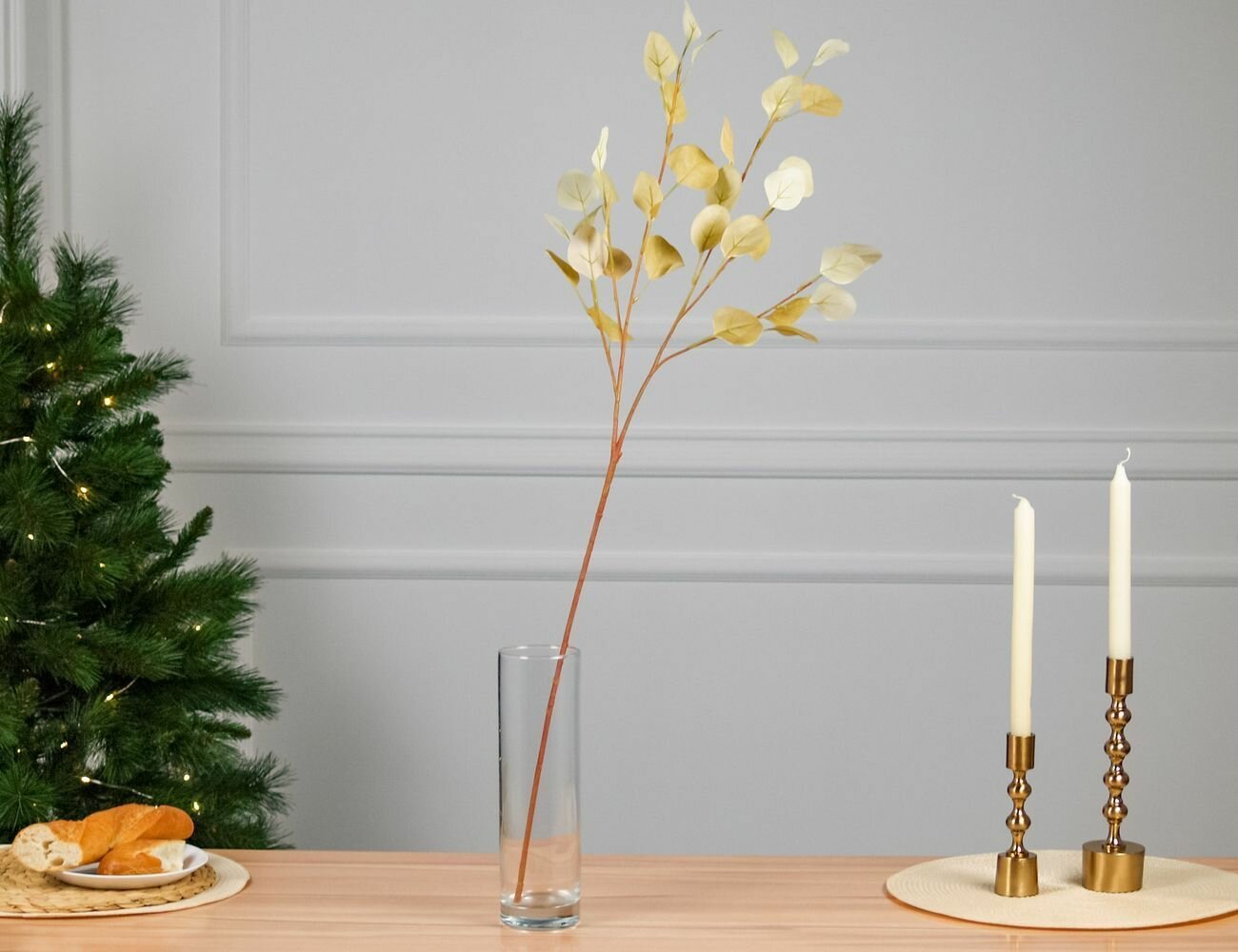 Искусственная ветка утонченный эвкалипт светлый, текстиль, пластик, 98 см, Boltze 2037997-1