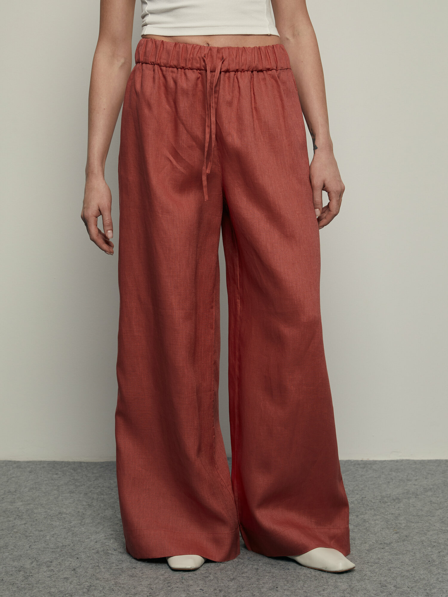 Брюки широкие льняные