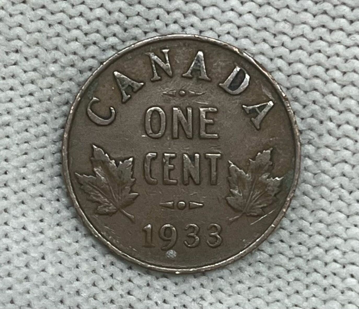 Британская Канада, монета 1 цент 1920-1936