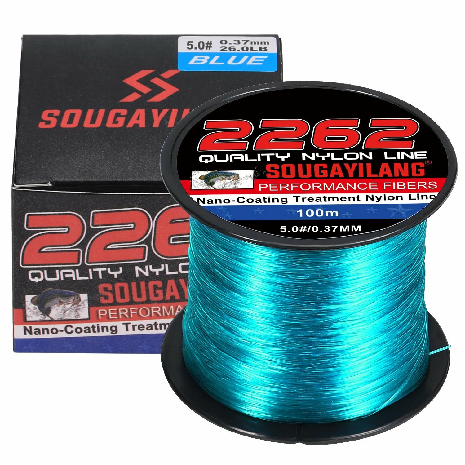 Sougayilang нейлоновая леска 100м синяя 2.0-0.23mm-14.5lb, Blue