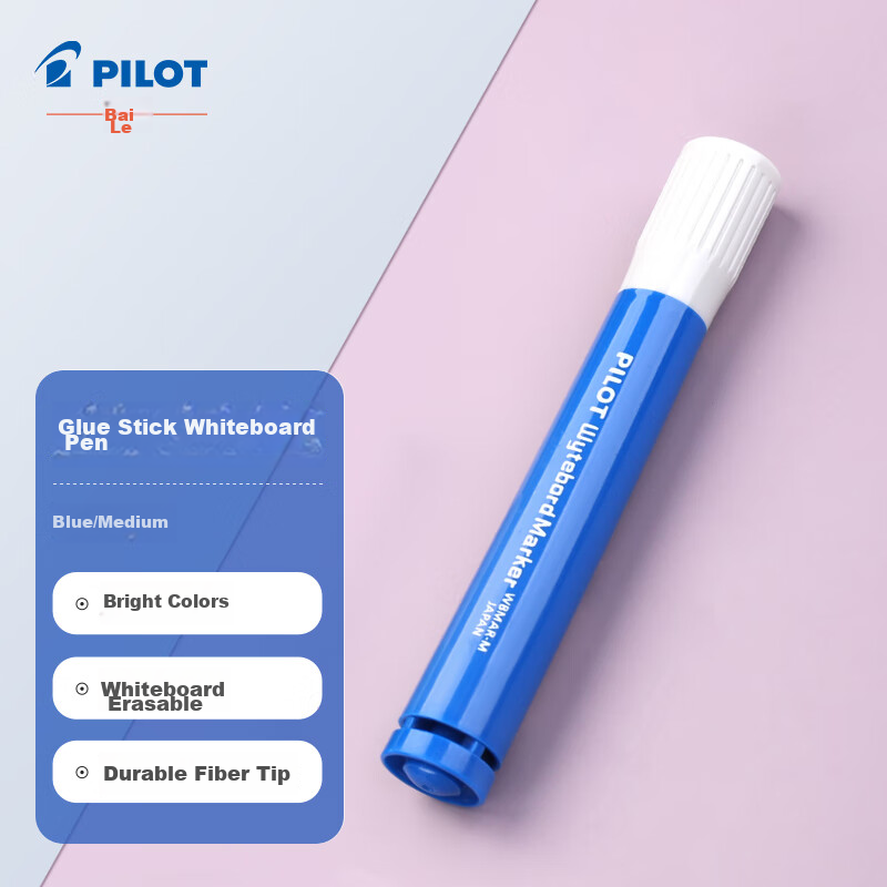 PILOT Water-Based Erasable Whiteboard Marker, Large Capacity Thick Barrel, M Nozzle Thick Barrel Marker, Logistics Marker, WBMAR Blue Single Pack