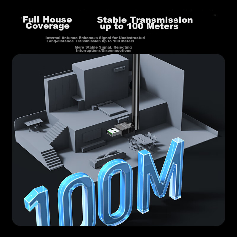 Shengwei USB Bluetooth Adapter 5.4 Transmitter Antenna Model, Bluetooth Audio Receiver for Laptops, Bluetooth Headphones, Speakers, Keyboard And Mouse, 100-Meter Range, EBT5014G