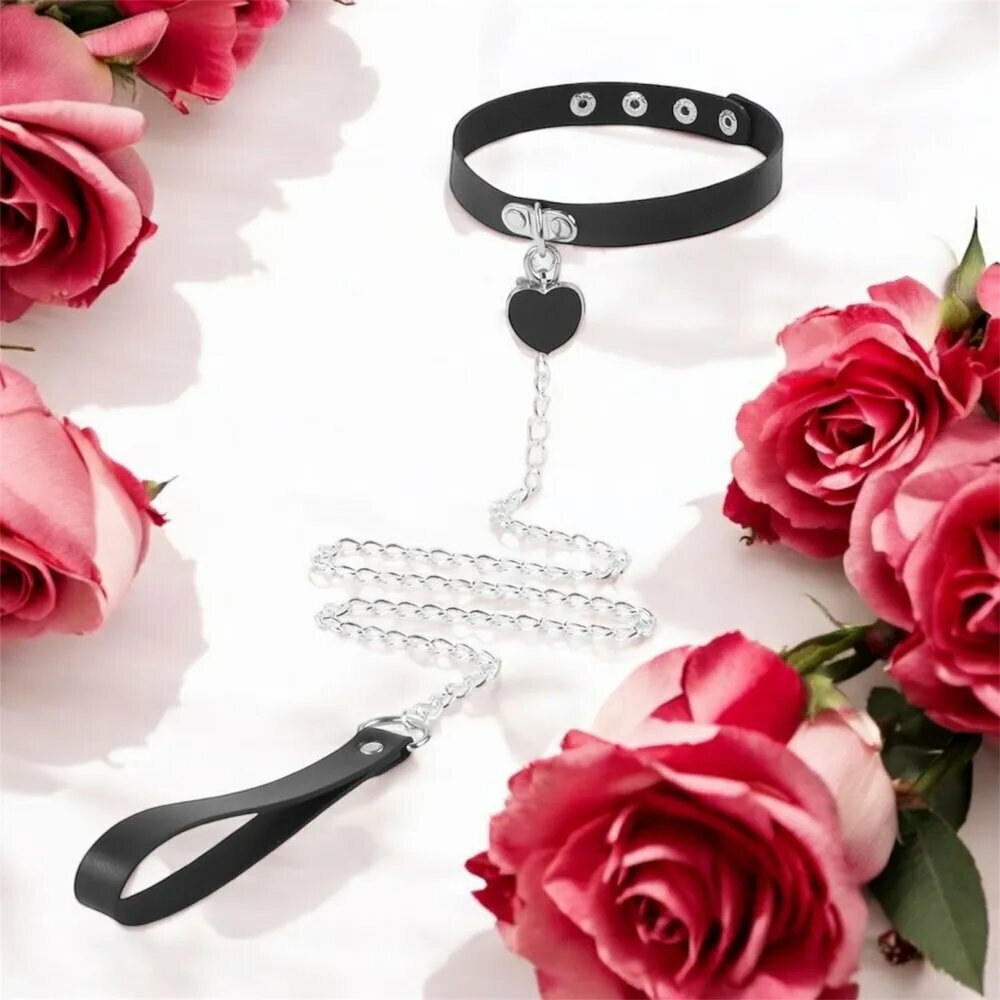 Ошейник БДСМ с поводком тонкий Klito_Rock