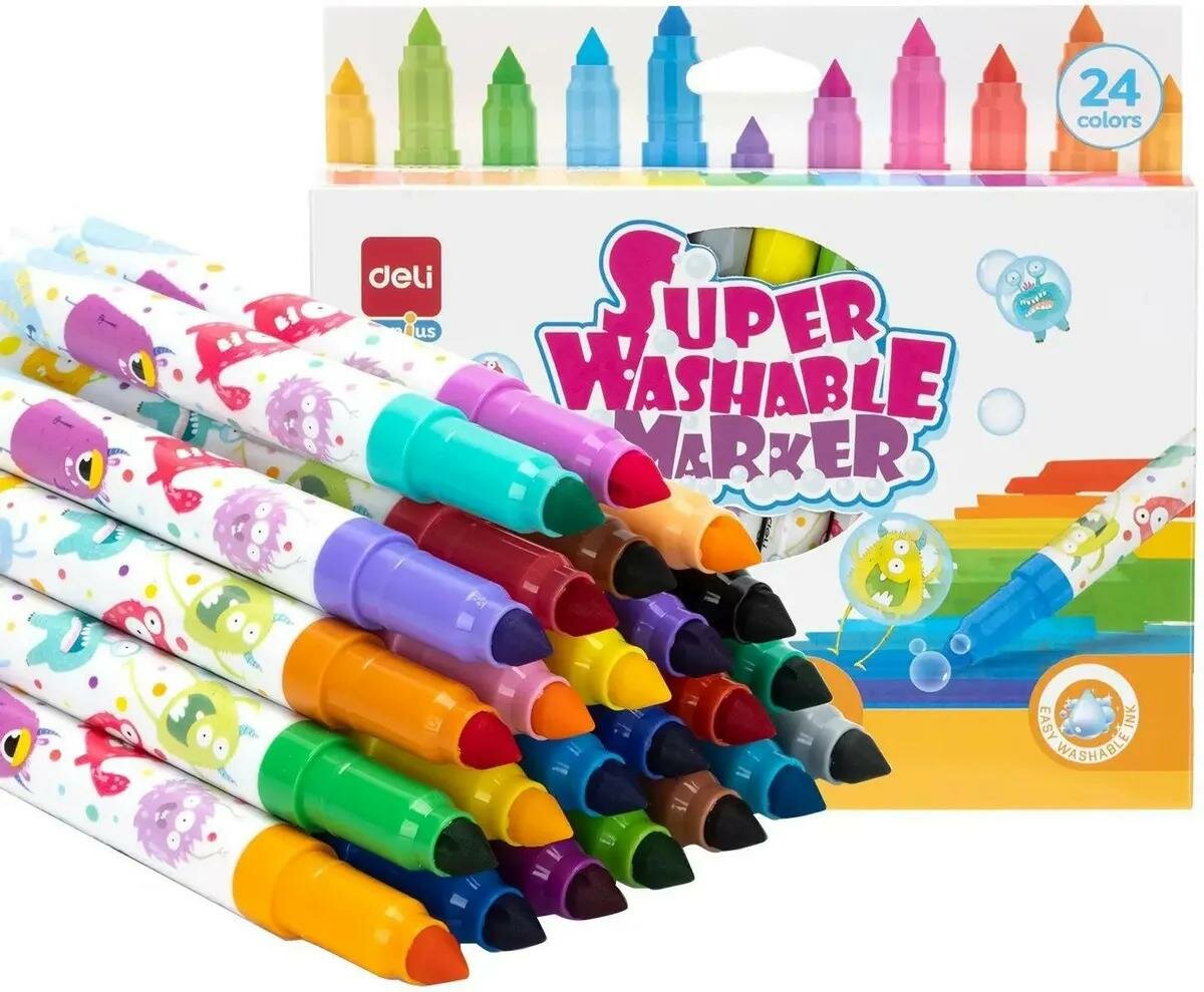 Фломастеры Deli 24 цвета, картонная упаковка