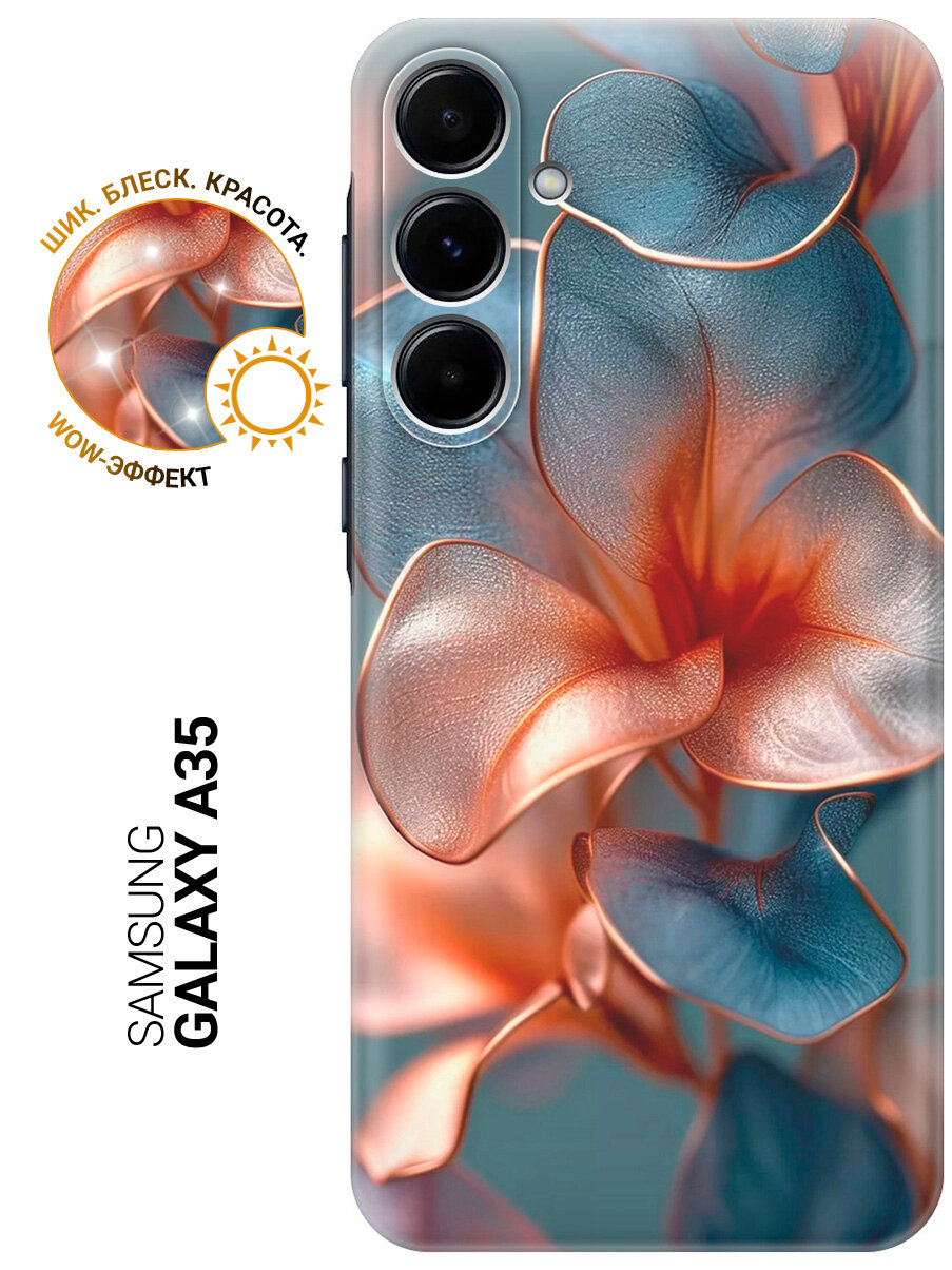 Силиконовый чехол на Samsung Galaxy A35 с принтом "Бронзовые цветы"