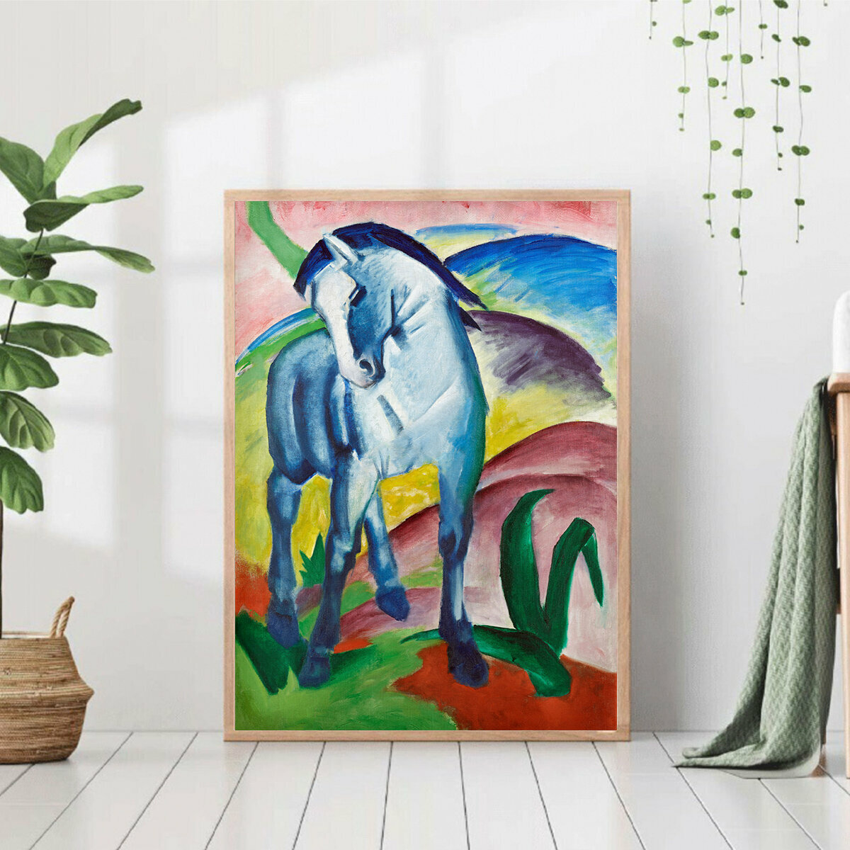Постер "Синий конь Франц Марк репродукция" 50x70 без рамки на стену для интерьера