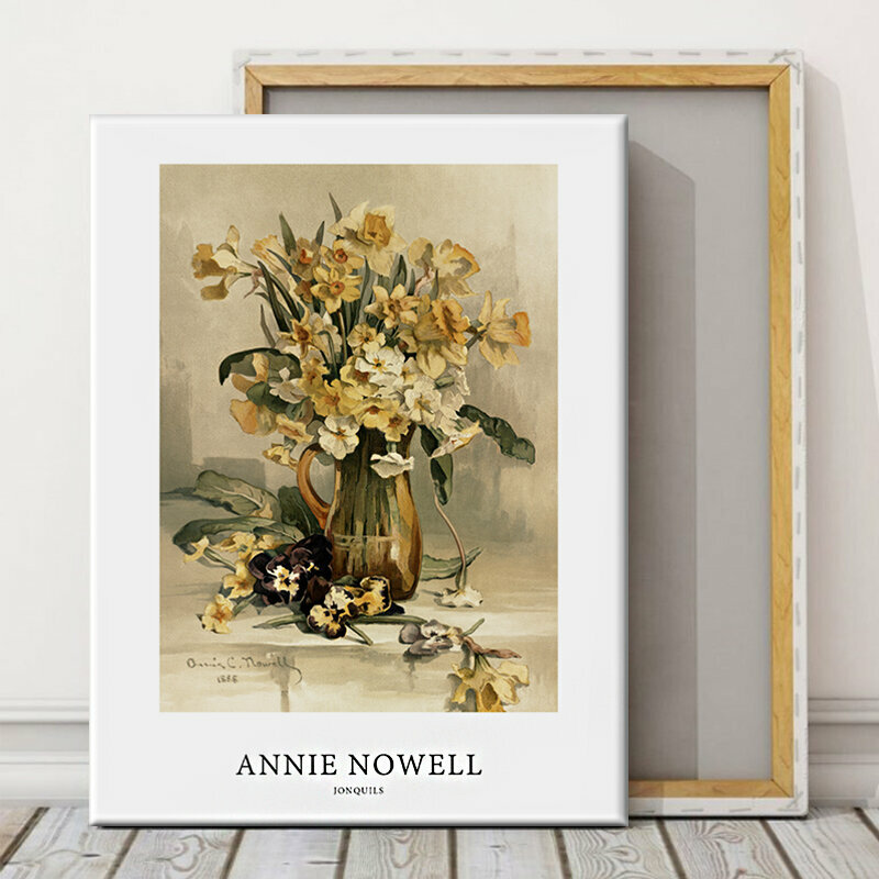 Картина на холсте 50х70 см "Цветы. Литография репродукция", на стену для интерьера