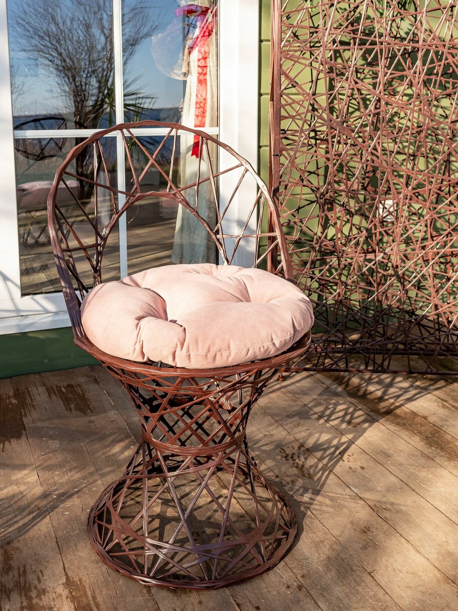 Кресло коричневое садовое плетёное из ротанга для дома и дачи, Ajurio