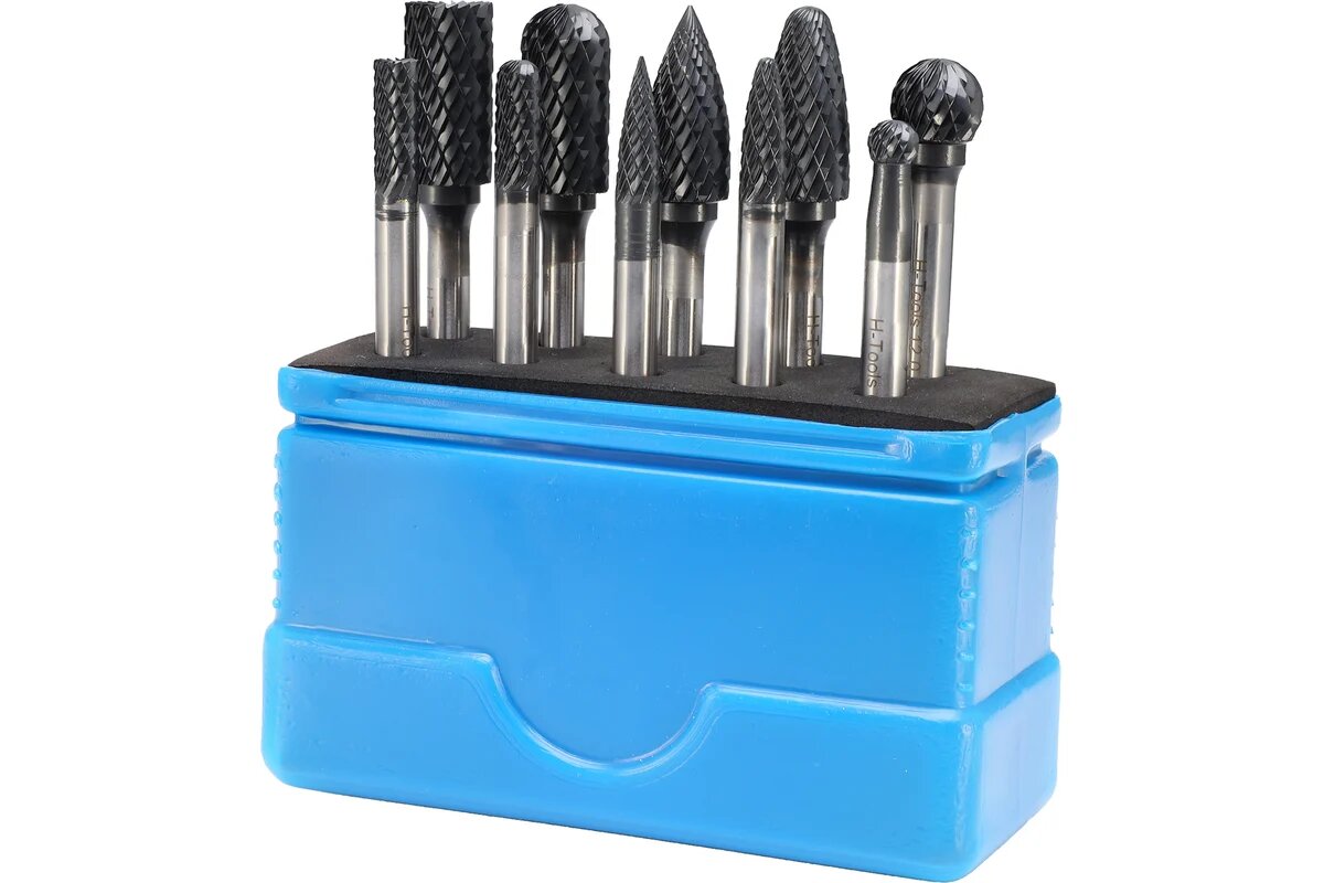 H-Tools Набор бор-фрез твердосплавных 10шт HM TiALN S=6мм Mini-Box 116002FHT