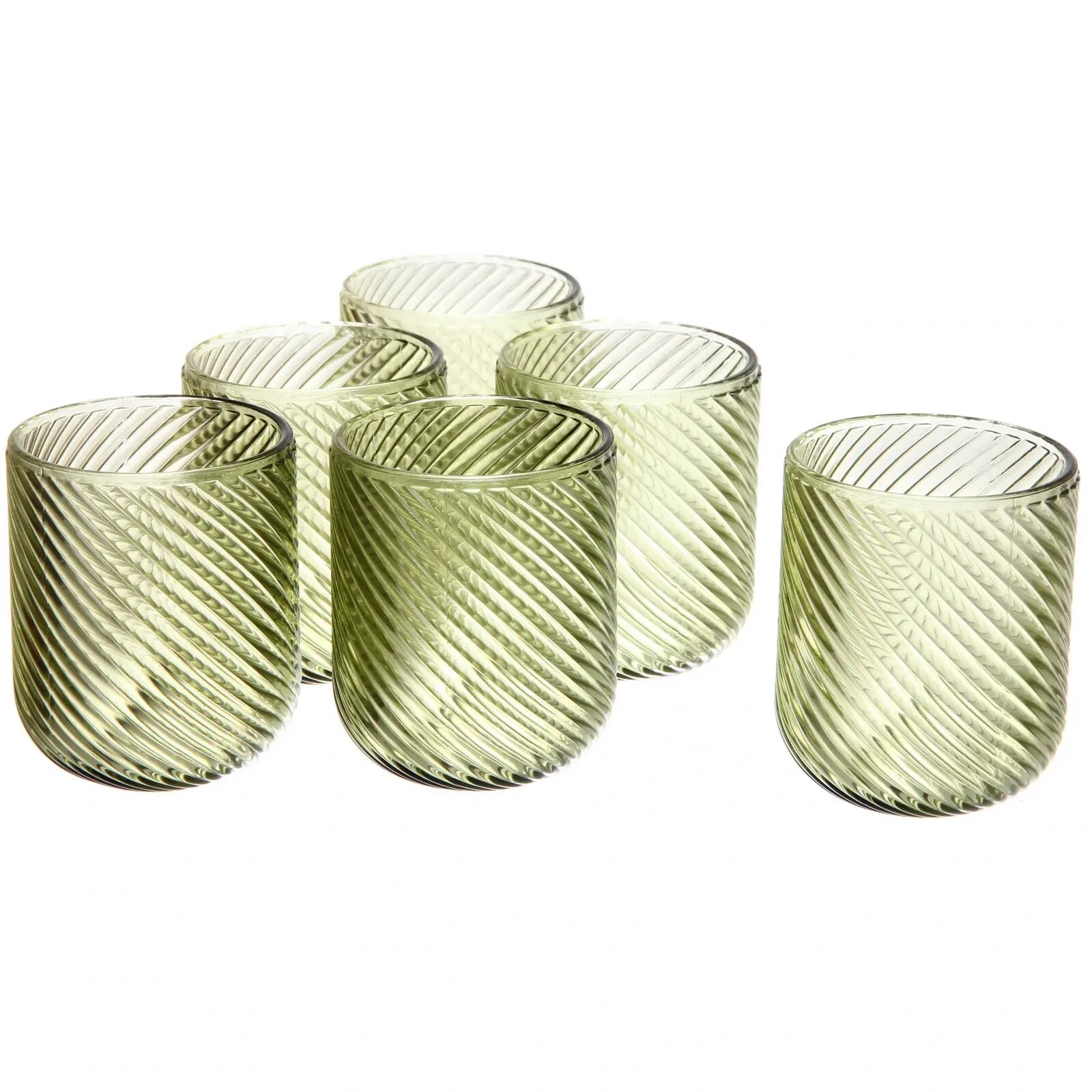 Набор стаканов «Cristal» 240 мл, стекло, 6 шт, зеленый, рифлёная поверхность
