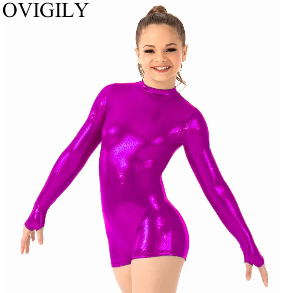 OVIGILY детские золотые балетные костюмы из полиэстера и спандекса Фиолетовый, S, purple