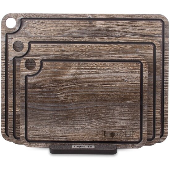 Набор разделочных досок Composeeat 3 шт, на подставке, композитный материал, дуб прованс (NRD32057ОА4)