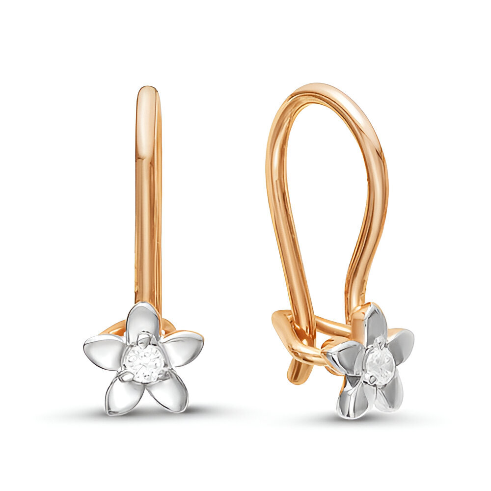 Серьги, красное золото, 585 проба, фианит