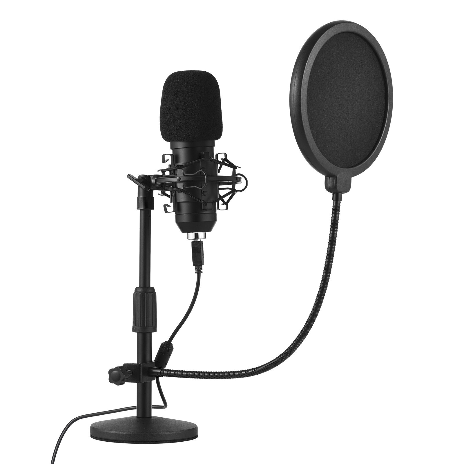 USB Microphone Gaming Mic Kit Cardioid Condenser Podcast Microphone черный с Desktop Stand Shock Mount Spray Prevention Filter Net для Streaming Podcasting Vocal Recording совместимый с Laptop Desktop, 15.3*4.7cm, 53*15.5cm, 15*2.5cm, 11.5cm, 14.5*10cm,