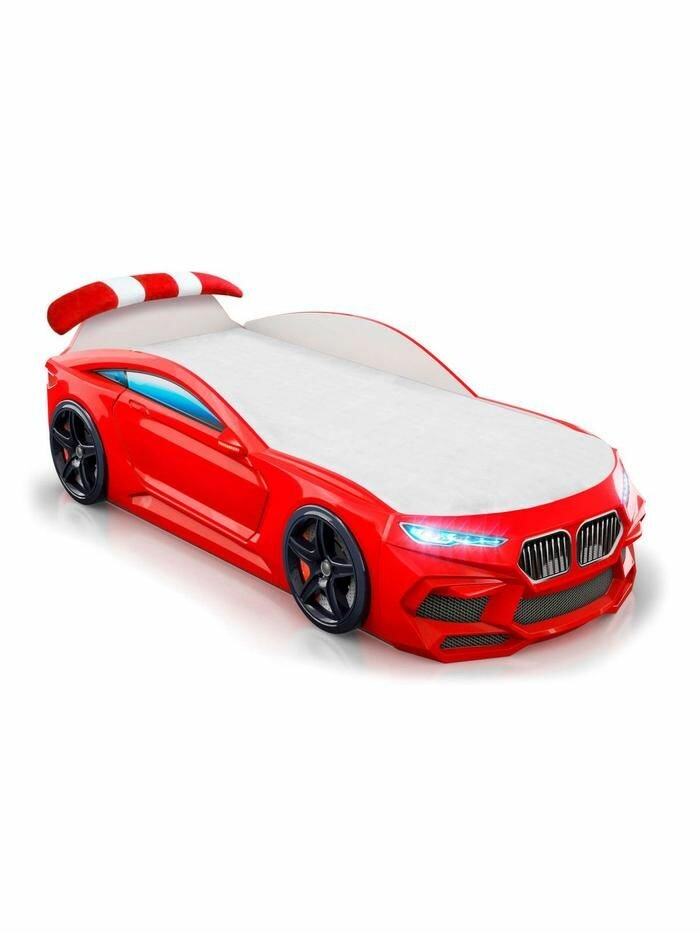 Кровать-машина Romack Ромео Красный Без ящика С мягким спойлером