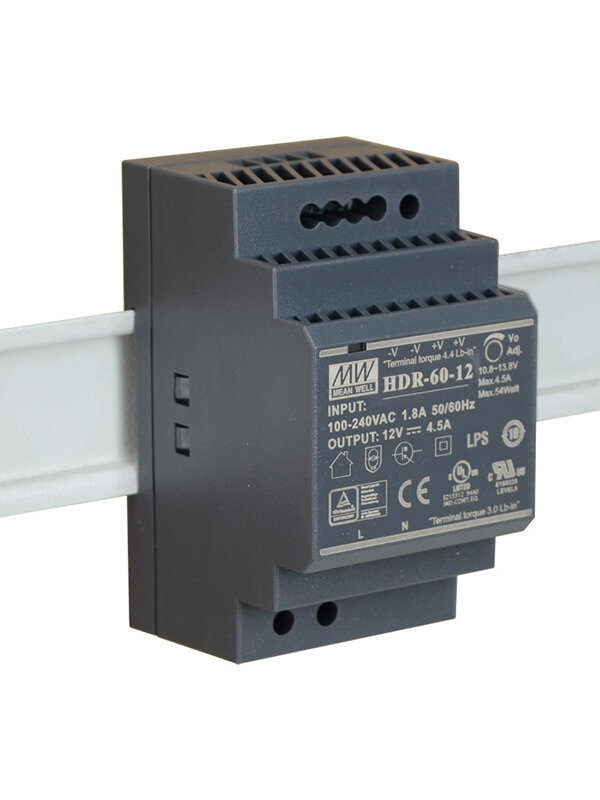 Блок питания на дин-рейку Mean Well HDR-60-12