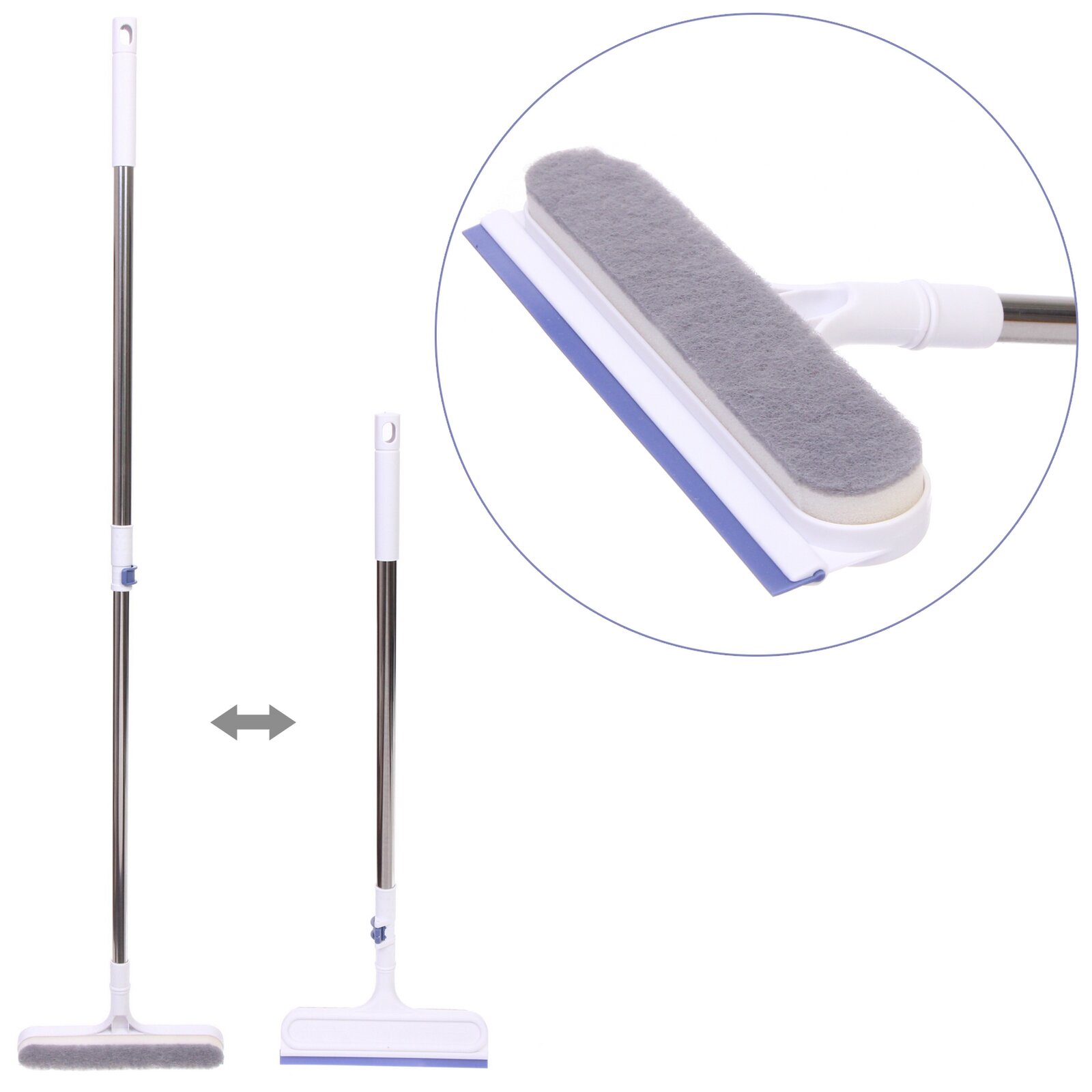 Окномойка телескопическая 115см с абразивной губкой 25см для чистки стекол