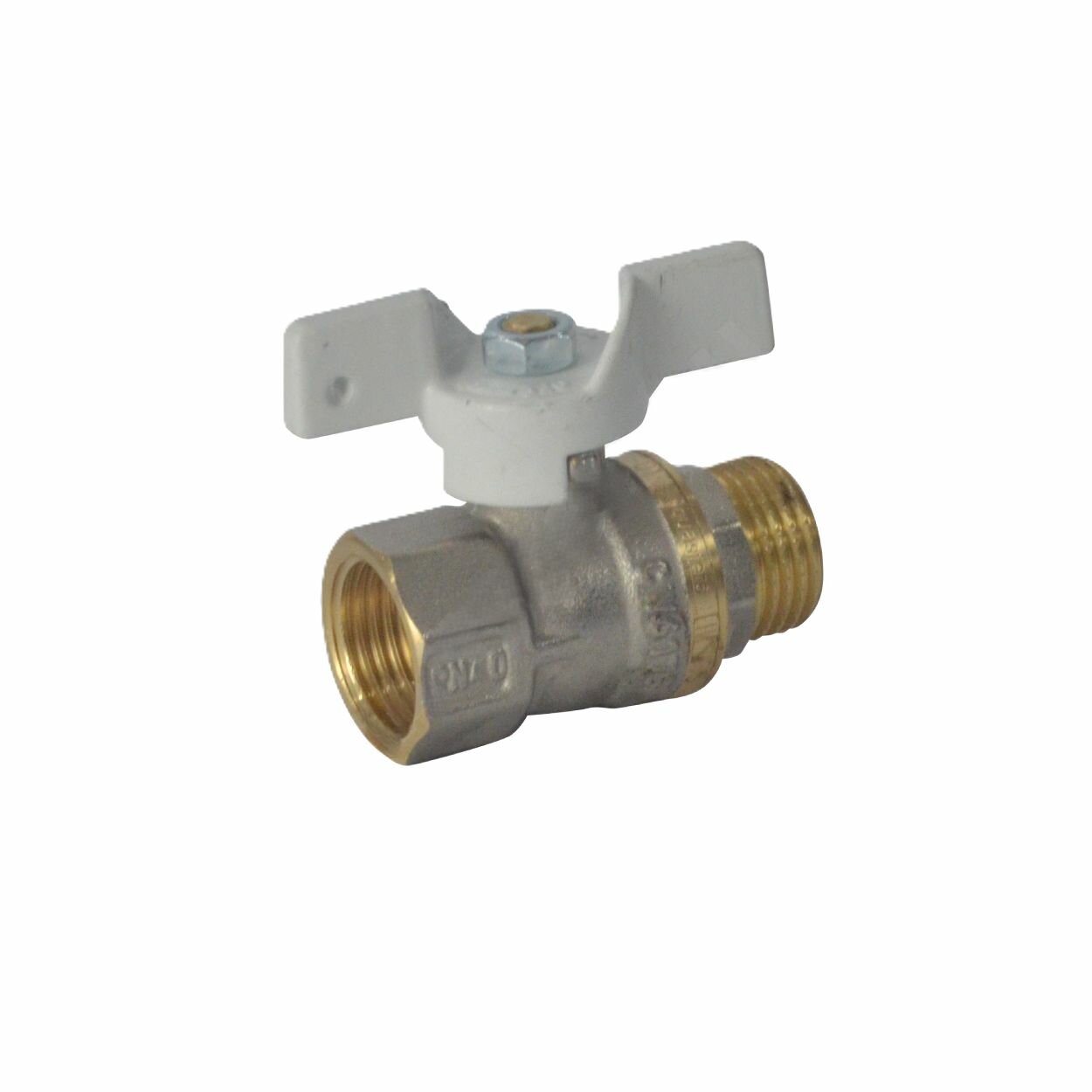 Кран шаровой латунь никель 1104 Standard Ду 20 Ру30 ВР/НР полнопроходной бабочка белая Aquasfera 1104-02