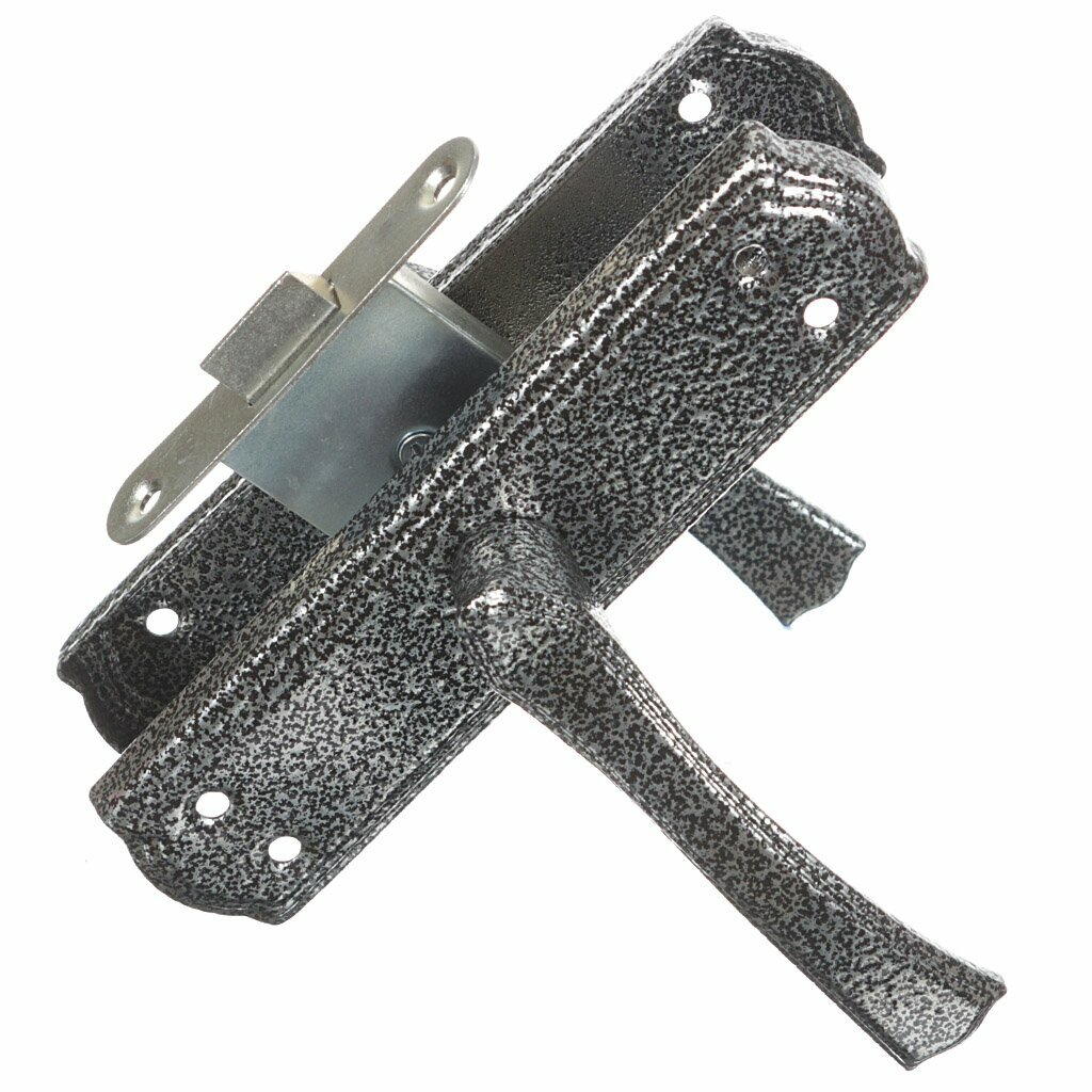 Ручка дверная на планке Avers ЗЩ1-2-6 серебро, сталь, комплект 2 шт, без замка