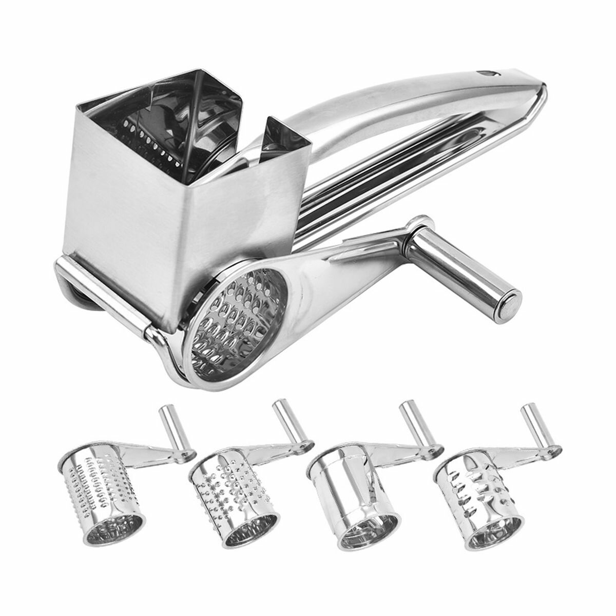 Терка для сыра 430 Измельчитель овощей из нержавеющей стали Мельница с 4 барабанными лезвиями 4-в-1 (4)