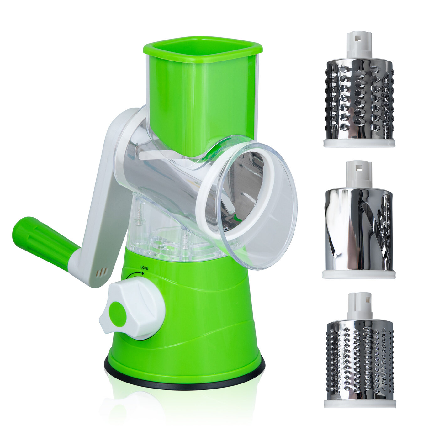 Овощерезка ручная, со сменными насадками, пластик, цвет салатовый