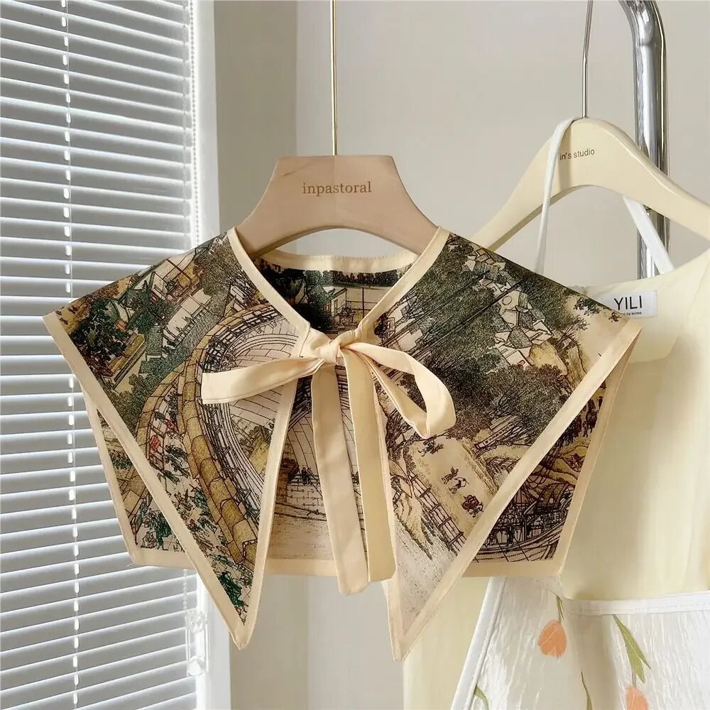 Женская рубашка HULEQQI с искусственным воротником, цветочный узор 5