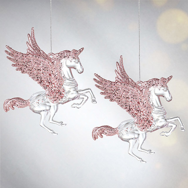 Елочная игрушка Единорог Ганэль с розовыми крыльями 15 см, 2 шт, подвеска, Koopman, CAA222640