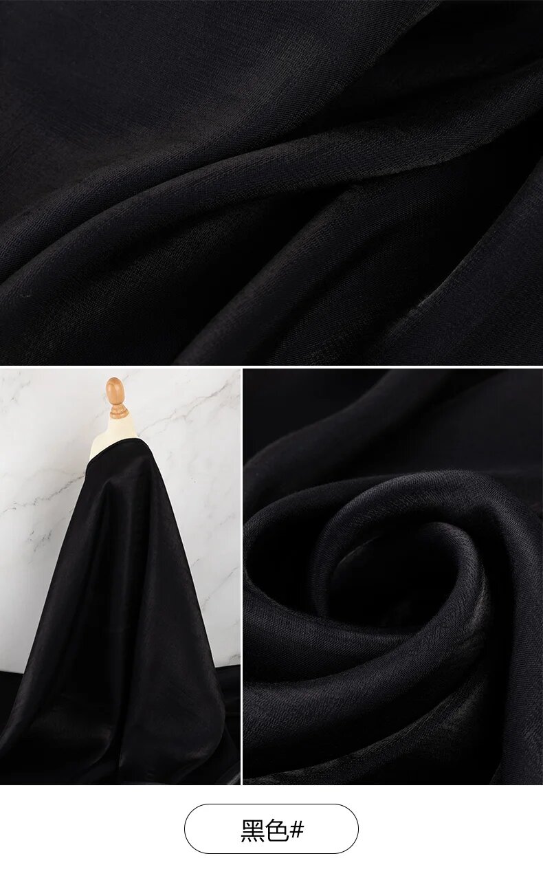 Шелковая атласная ткань мерсеризованная полиэстер+вискоза для пошива Черный, 30