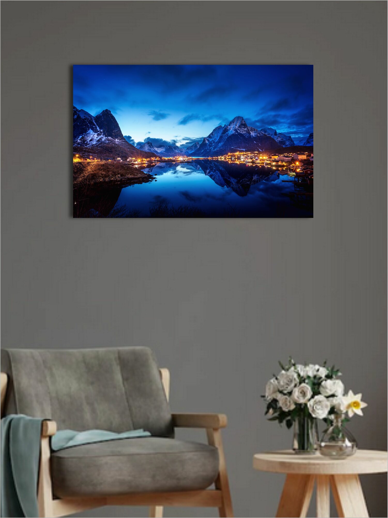 Картина горизонтальная, Ночной курортный город , 40х60 см Art IrbisPrint натуральный холст на подрамнике 20 мм