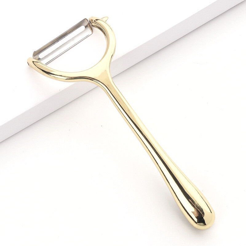 Овощечистка для овощей и фруктов, горизонтальная, нержавеющая сталь, металл, золотистая