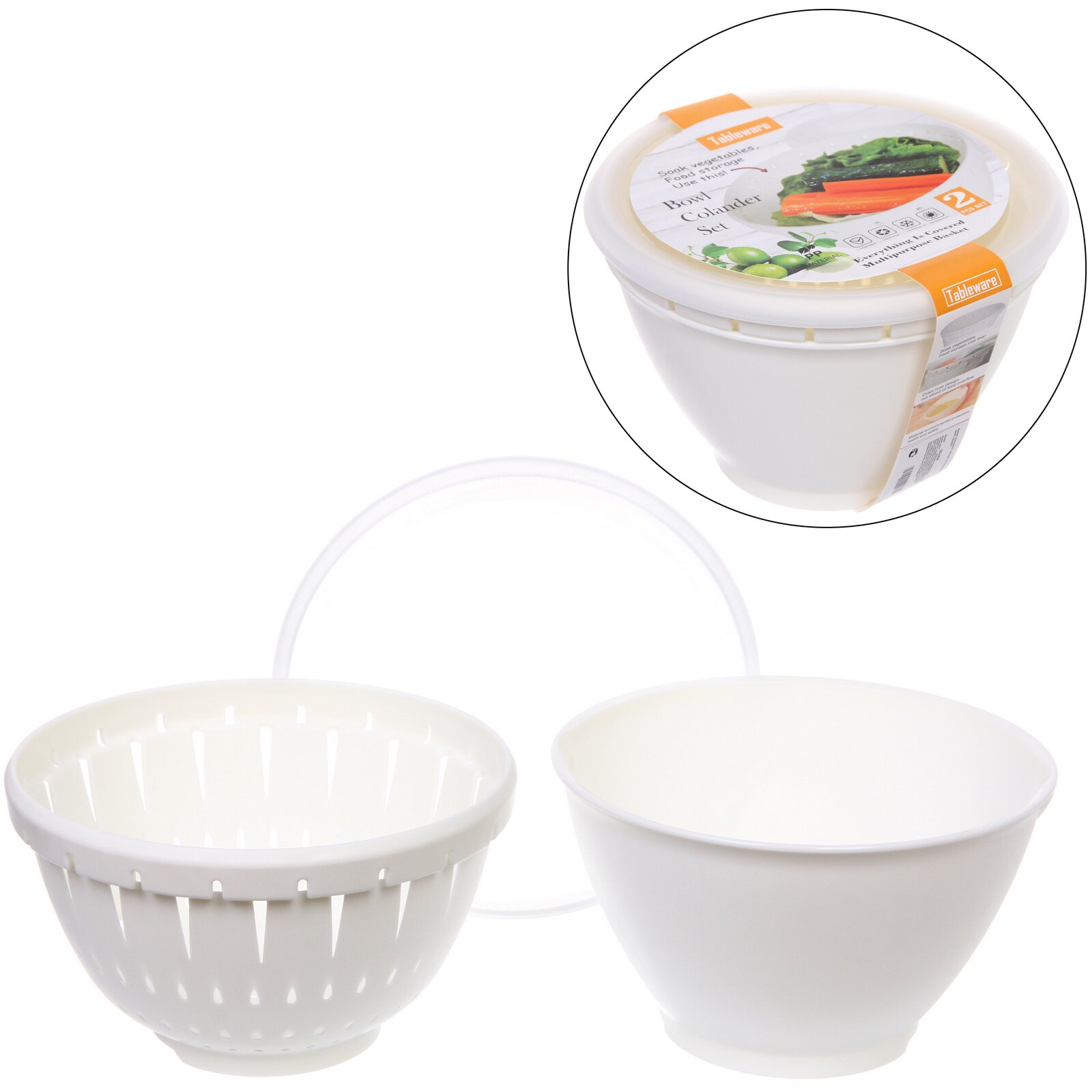 Дуршлаг пластиковый «Фаттория» 18х12см, двойной с чашей и крышкой