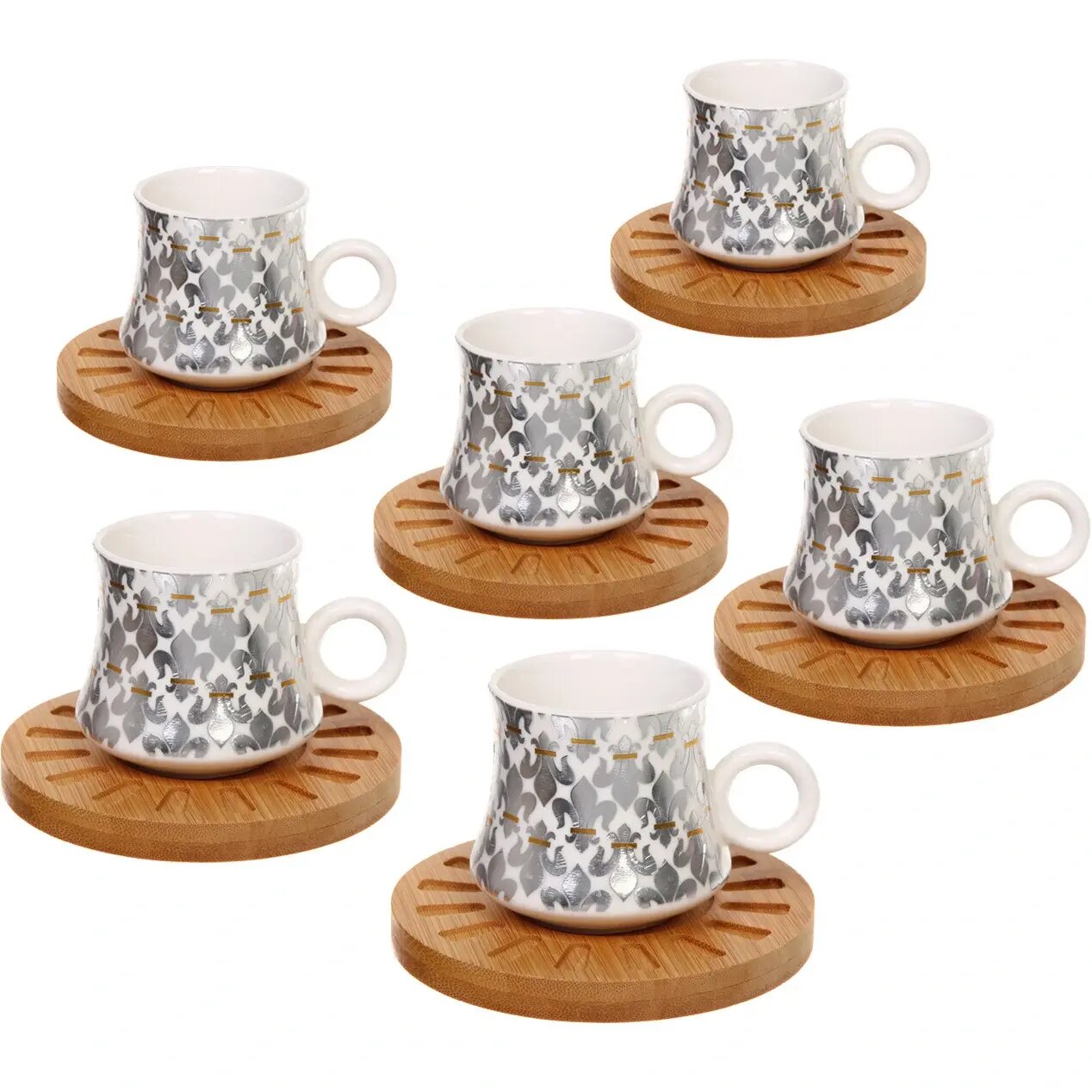 Кофейный набор 12 предметов «Восточная сказка», 6 кружек 90мл, керамика, стильный дизайн