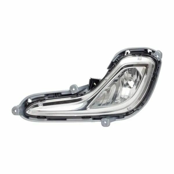 Фара противотуманная SAT, для Hyundai Solaris/Accent, левая, галогенная, чёрная