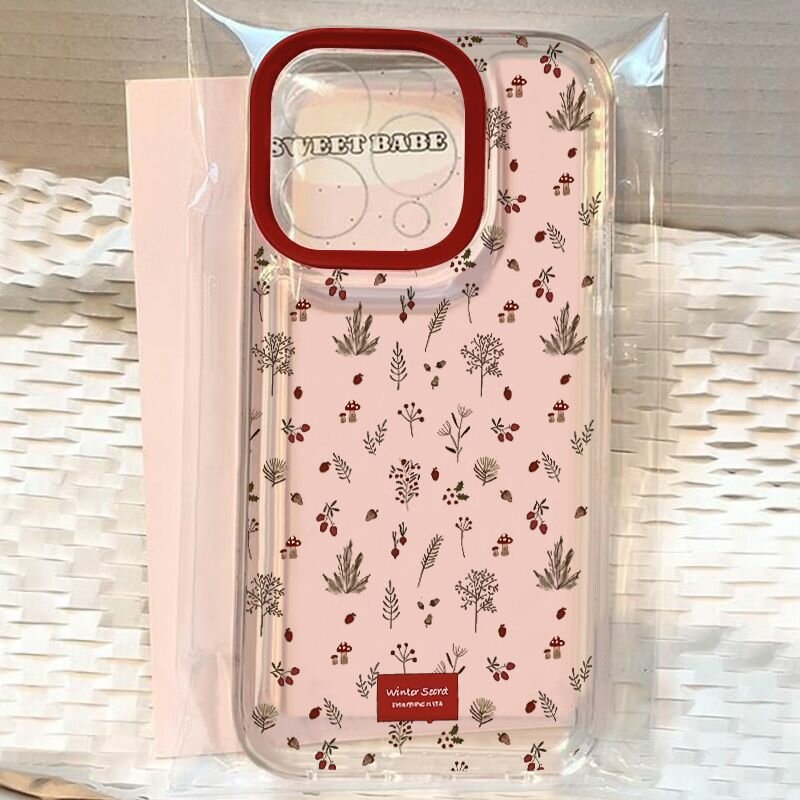 Чехол MHSSZ1213, для Apple 16pro, XR, 13/14, прозрачный, цветочный, корейский стиль