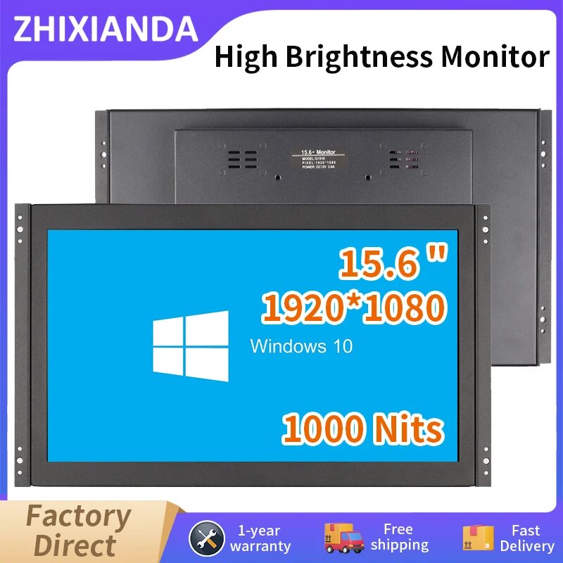 15,6-дюймовый монитор с открытой рамкой 1920*1080 1000 нит читаемый емкостный сенсорный монитор солнечного света промышленный дисплей с VGA HDMI USB capacitive touch, AU-штекер