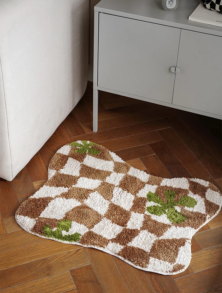 Нестандартная сетка коврик для ванной , Черно-белый плед, флокированный 40x60CM