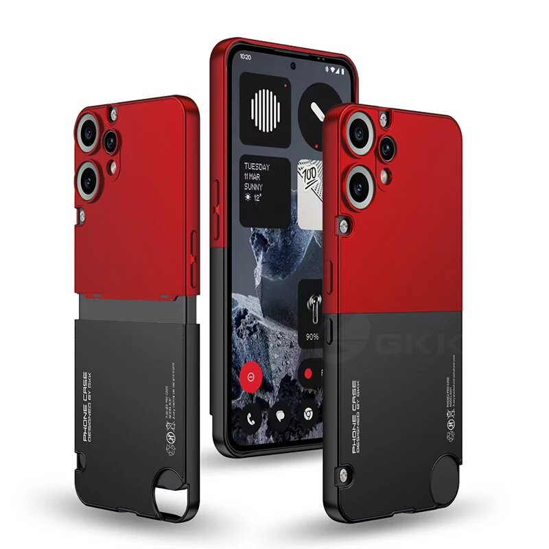 Оригинальный чехол GKK для Nothing CMF Phone 2 Pro, чехол 2 в 1, цветной защитный противоударный пластиковый матовый чехол для телефона CMF 2Pro Red Black