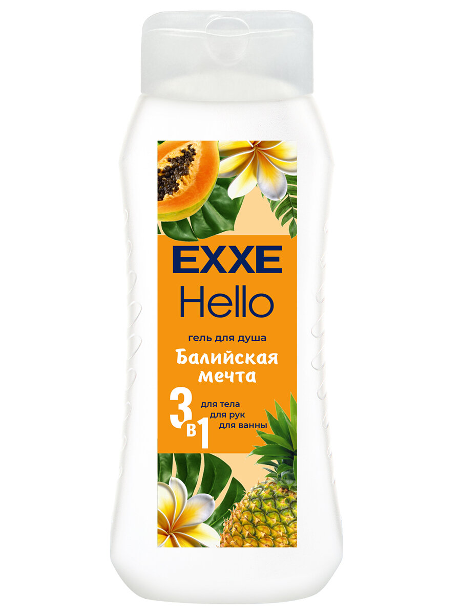 Гель для душа женский EXXE Hello 3в1 для тела, рук, ванны Балийская мечта 400мл