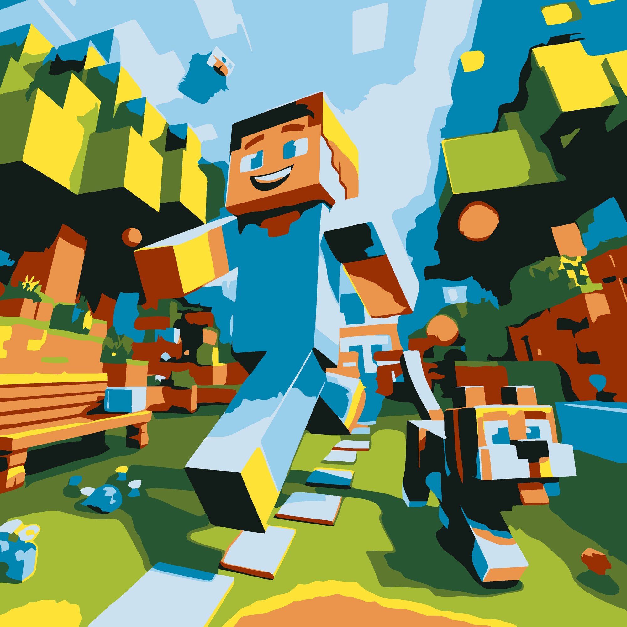 Детская картина по номерам E3319 "Майнкрафт - Minecraft" 30x30