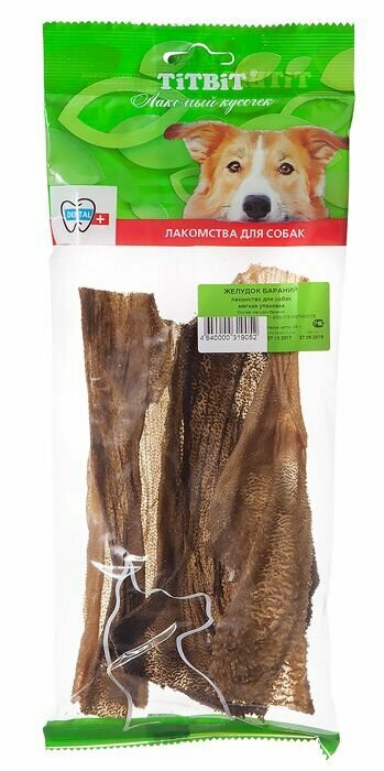 Лакомство Titbit "Желудок бараний", для собак, белковый состав 69%, 33 г