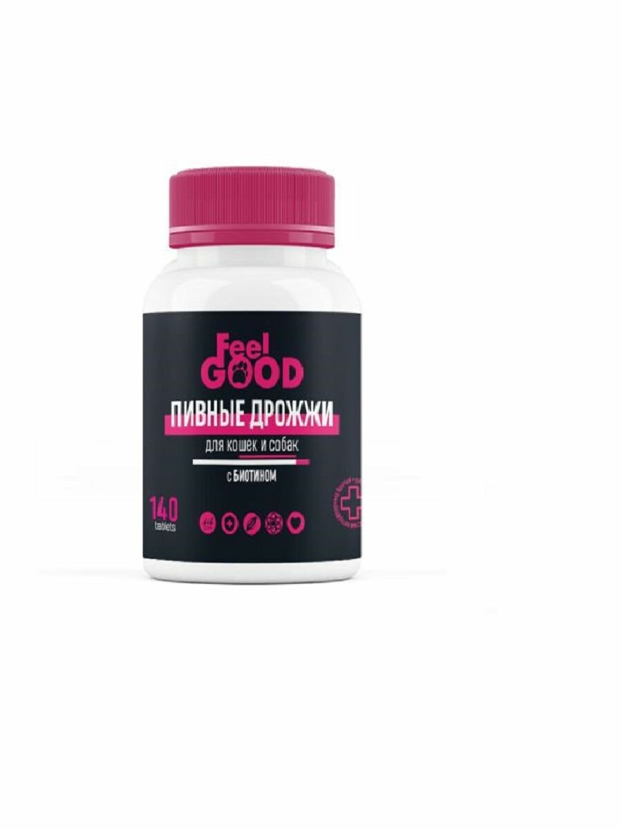 FeelGOOD Пивные дрожжи с биотином и чесноком для кошек и собак 140 таблеток
