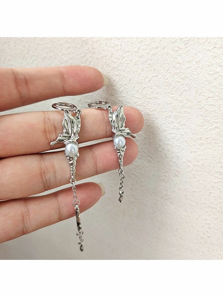 Серьги пусеты, жемчуг имитация