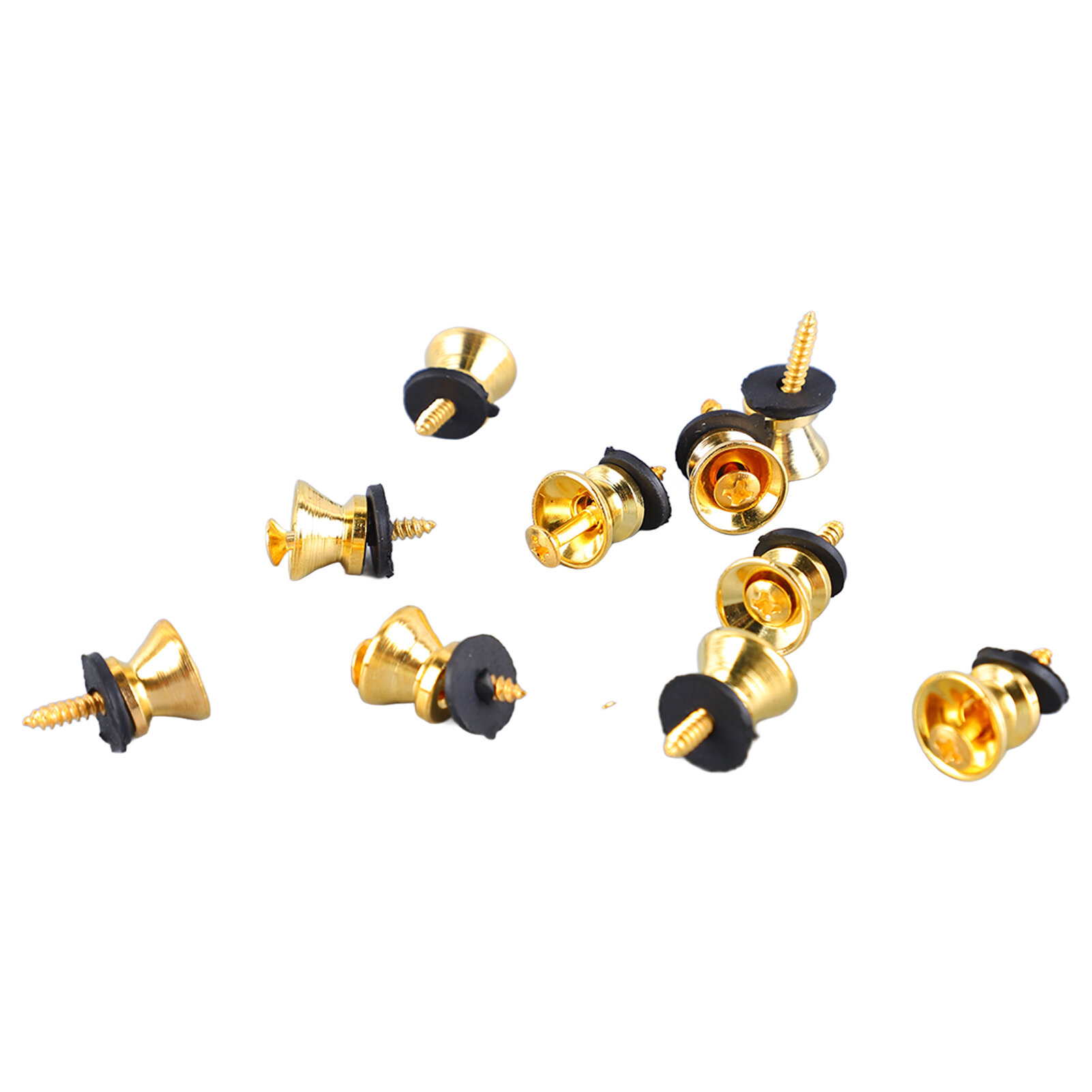10PCS Guitar Strap Lock Buttons Mushroom Style Metal End Pins with Screw for Electric Bass Ukulele Gold