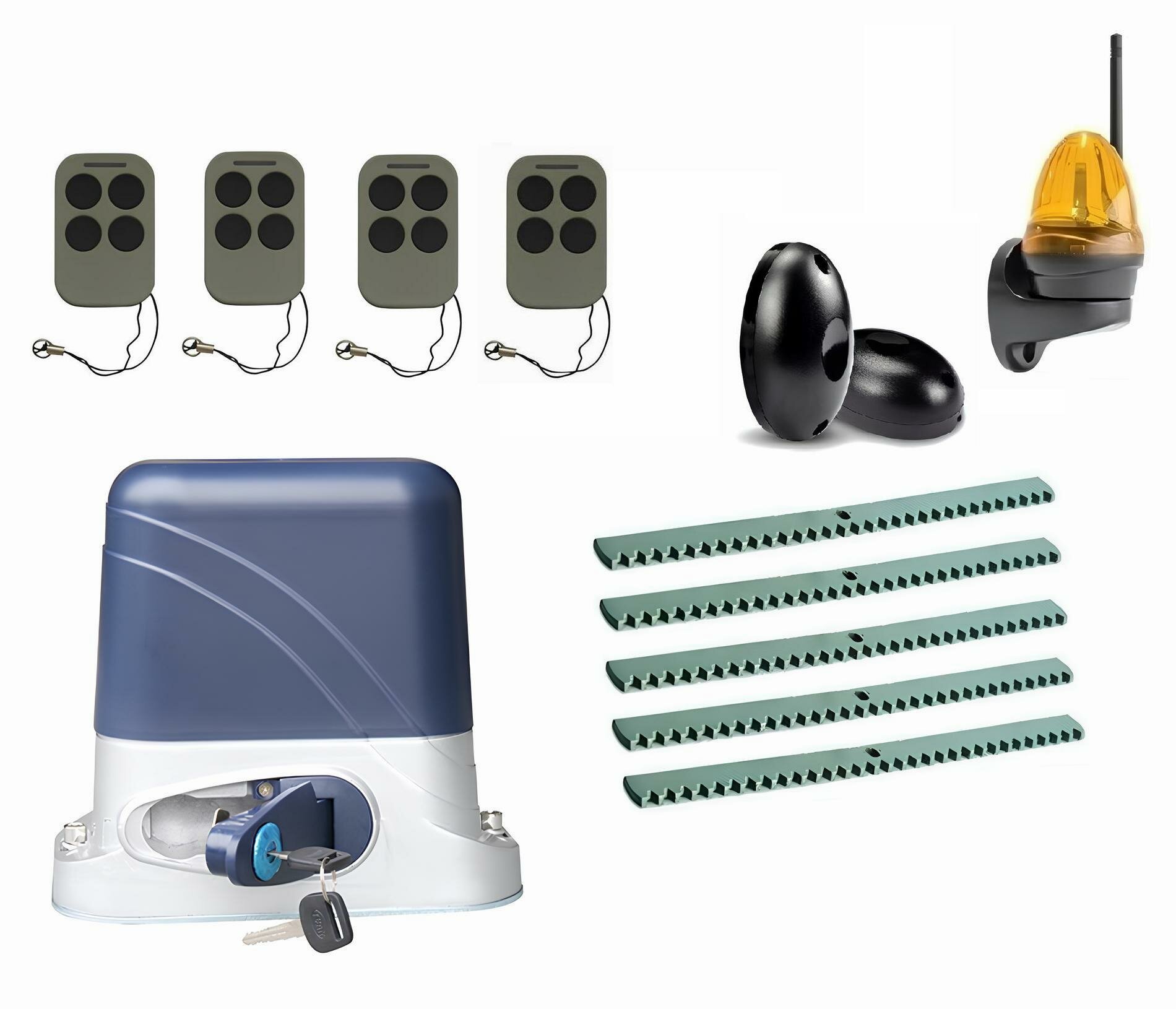 Автоматика для откатных ворот KSL-800 FULL-K5-Т4, комплект: привод, 4 пульта, фотоэлементы, лампа, 5 реек