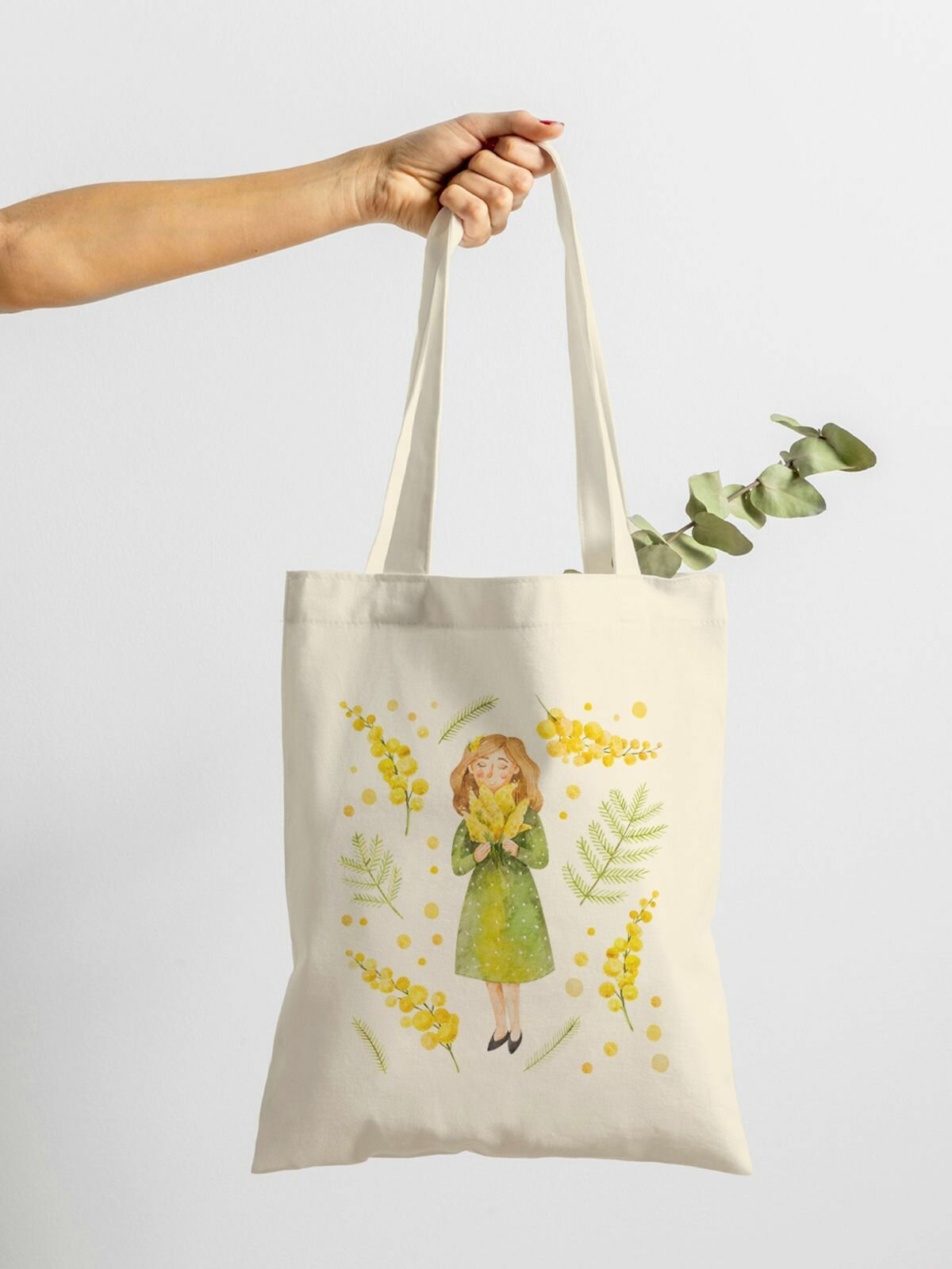 Сумка шоппер шоппер с принтом "Весенний букет" 8 марта 14 февраля шопер авоська холщовая с рисунком в подарок