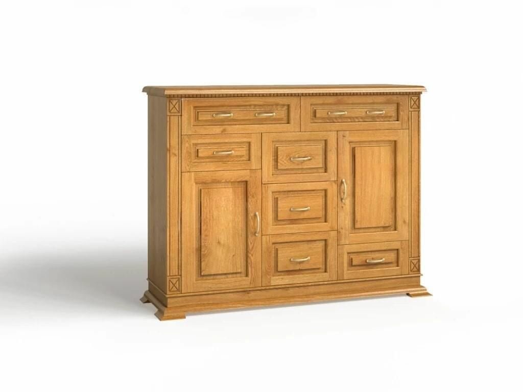 Комод Верди №195 из Массива сосны, 7 ящ, 130х45х110 см, классический орех 2