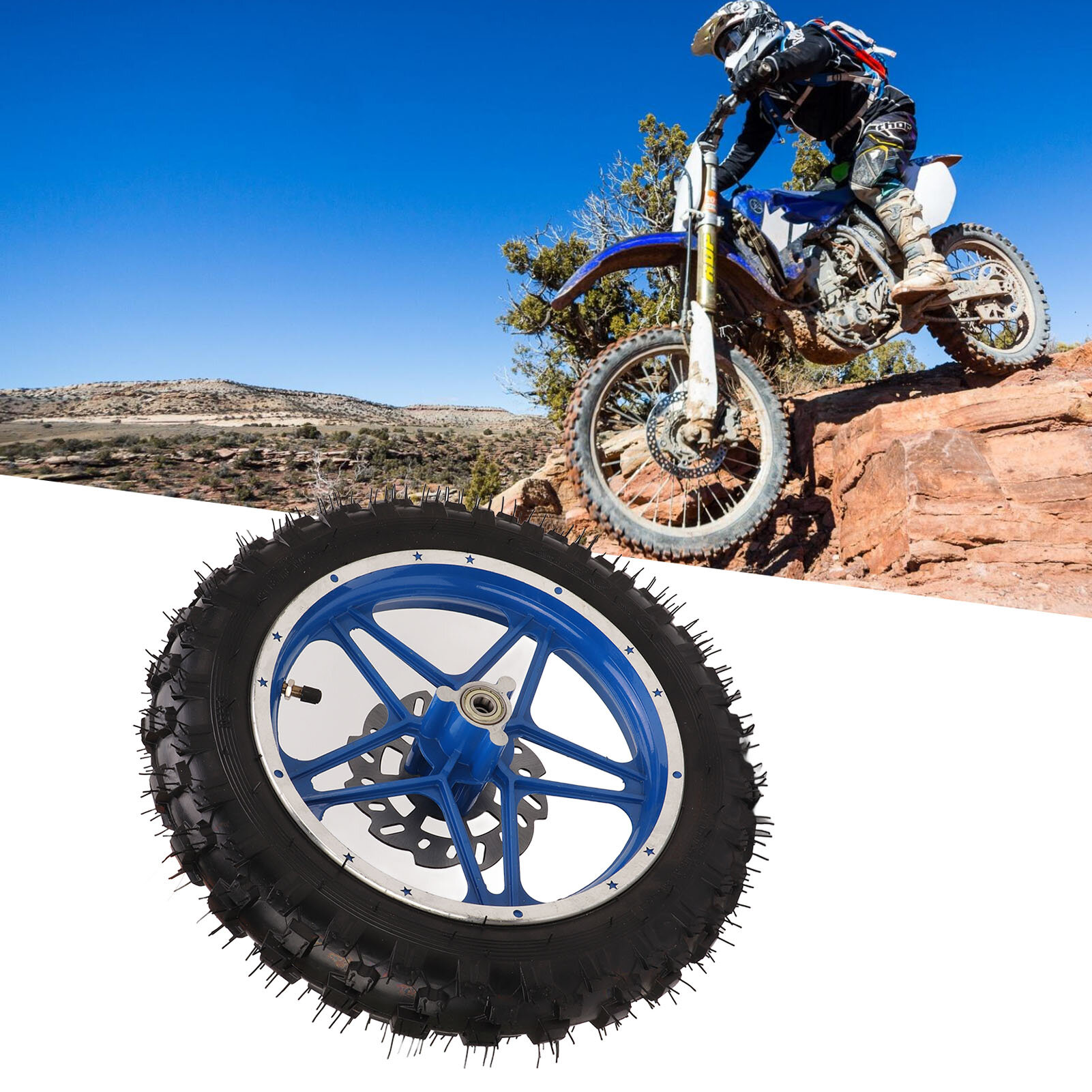 Переднее колесо мотоцикла для бездорожья 2,5‑10 с дисковой звездочкой, подшипником обода, шина в сборе для мотоцикла
