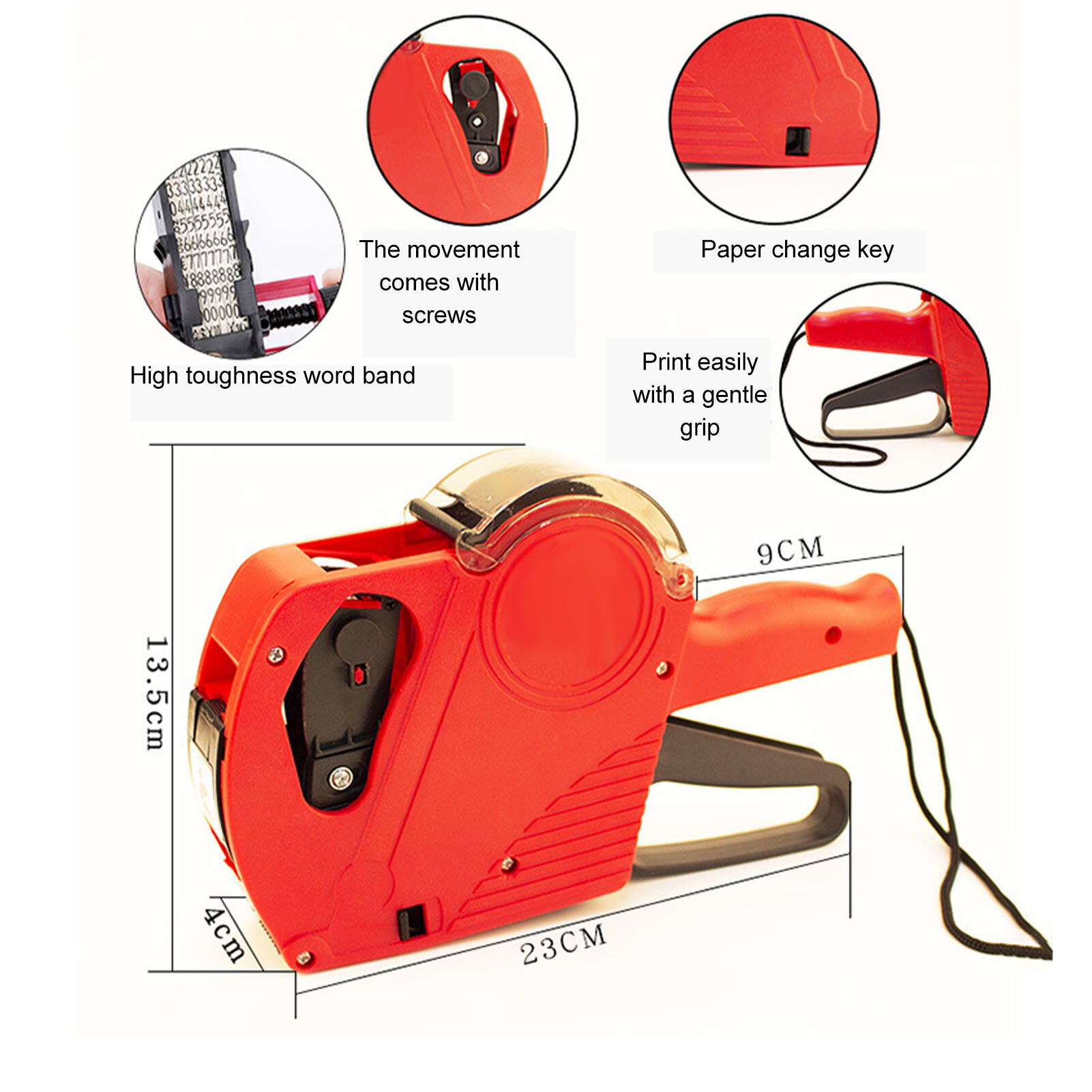 8-значный ручной этикетировщик ценников с крышкой, прочный, практичный, удобный, с ощущением руки, ценник, машина, красный китайский