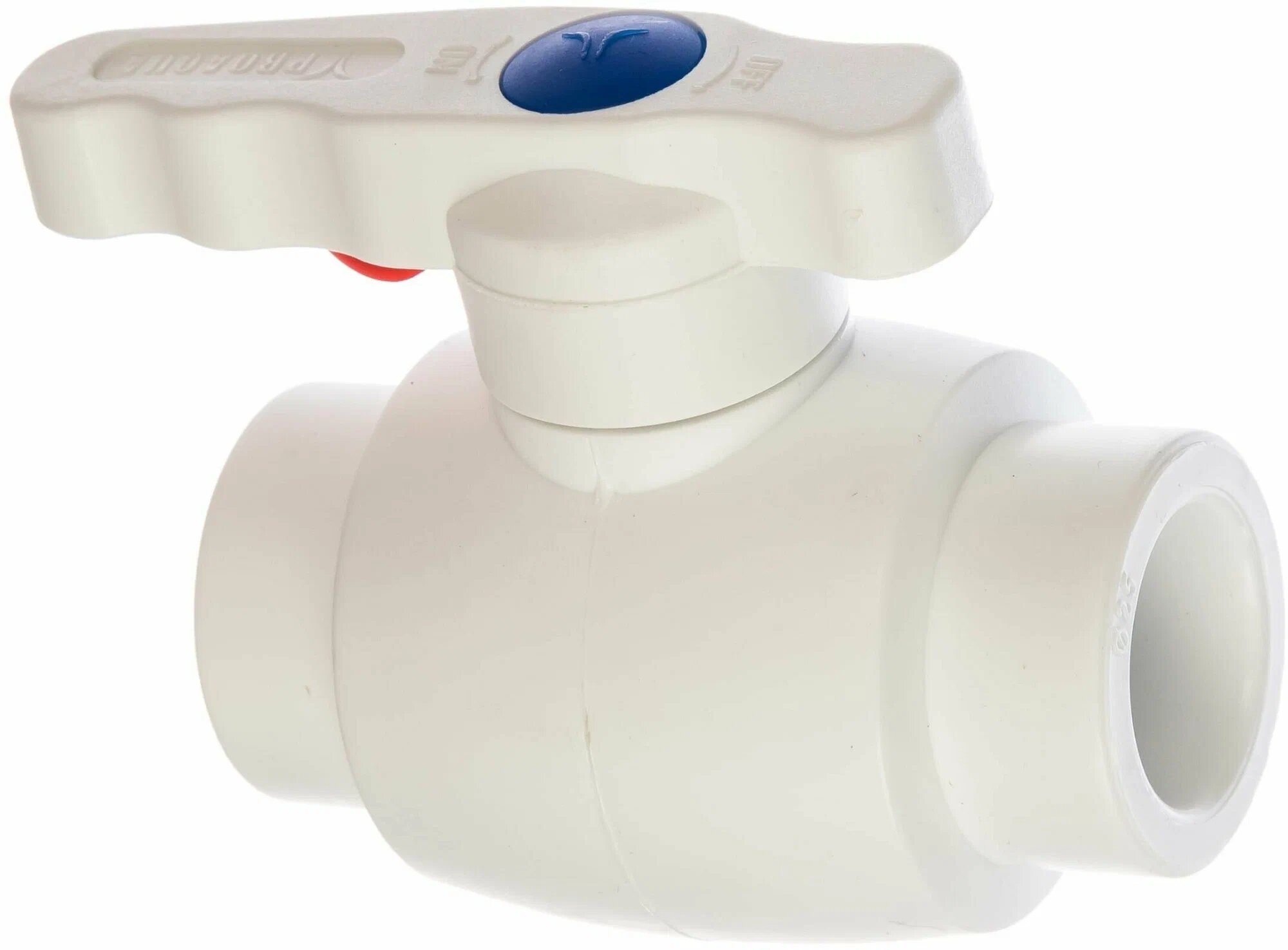 Кран шаровой Pro-Aqua PPR 32, полипропилен, белый, прямой, ручка-рычаг